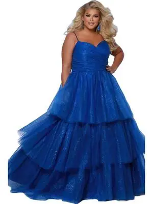 SYDNEY'S CLOSET Sydney's Closet Tiered Ball Gown Royal