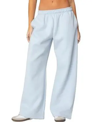 EDIKTED Bonney Bow Wide Leg Sweatpants - Blue