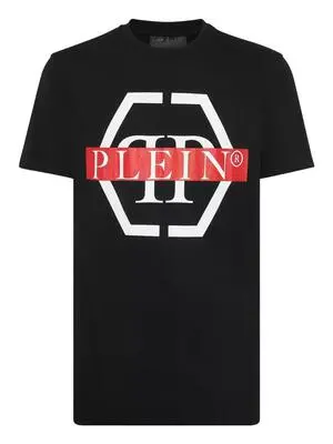 Philipp Plein Pp Tape-print Round-neck T-shirt - Black