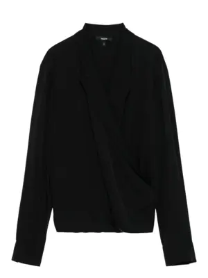 Theory-Theory Peak-Lapel Wrap Blouse
