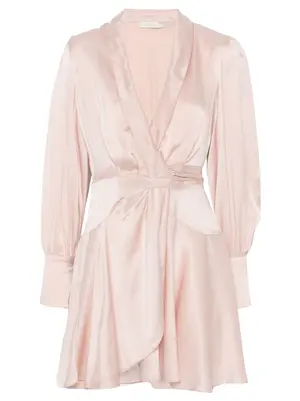 Zimmermann Silk Wrap Mini Dress - Pink