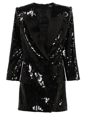 Balmain Sequinned Mini Dress - Black