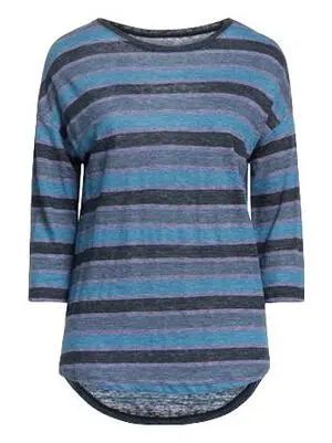 Majestic Filatures Linen Striped T-shirt - Azure