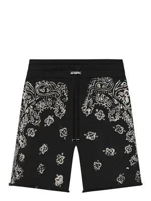 Amiri Bandana Bleach Shorts - Black