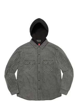 Supreme Houndstooth Flannel Hooded Shirt - Black
