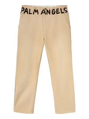 Palm Angels Seasonal Logo Pants 'beige/black - Cream