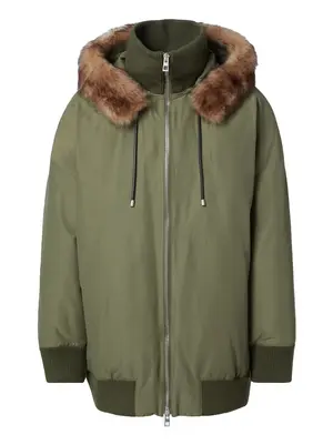 Loewe Shearling-trimmed Technical Puffer Coat - Green