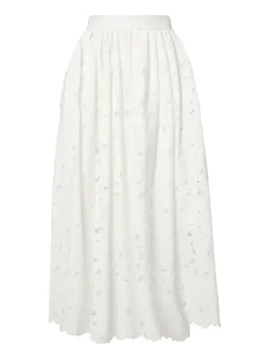 Erdem Gathered Cotton-blend Midi Skirt - White