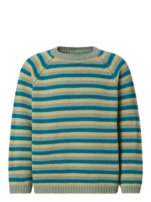 BODE Mossy Glen Striped Wool Sweater - Green