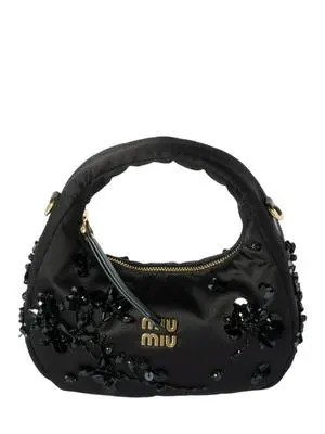 Miu Miu Wander Embroidered Duchesse Mini-bag - Black