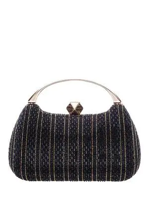 Aqua Crystal Minaudiere Clutch - Black