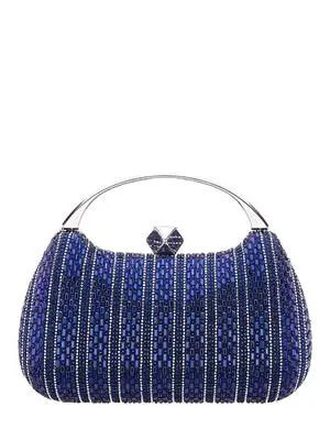 Aqua Crystal Minaudiere Clutch - Navy