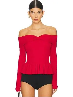 525 America 525 Morgan Off Shoulder Peplum Top In Red - Cherry Red