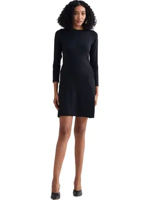 REISTOR Long Sleeve Fitted Short Dress - Black