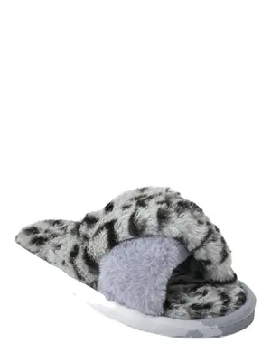 ANDREW STEVENS Fiona Leopard Slippers - Grey