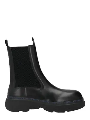 Burberry BURBERRY Dark Green Leather And Textile Fibers Ankle Boots Black