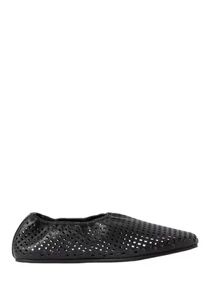 ST. AGNI Perforated Leather Ballet Flats - Black
