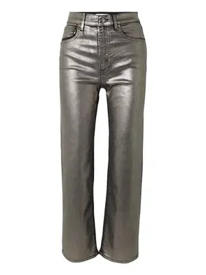 FRAME Le Sleek Metallic Coated Straight-leg Jeans - Gray