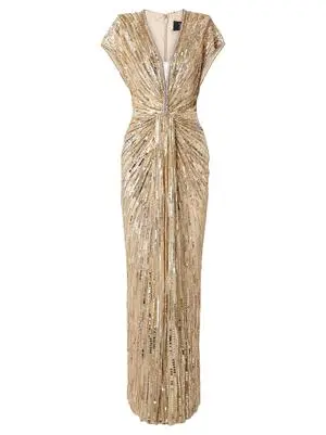Jenny Packham Zola Embellished Tulle Gown - Gold