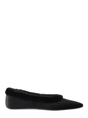 TOTEME Shearling-trimmed Velvet Ballet Flats - Black