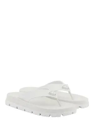 Prada Rubber Thong Slide Sandals - Bianco