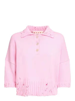 Marni Knitted Polo Top - Pink