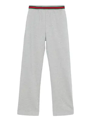 Gucci Web-detail Cotton Sweatpants - Grey
