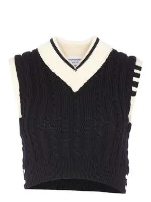 Thom Browne Thom Browne Cropped Sleeveless Jumper Blue