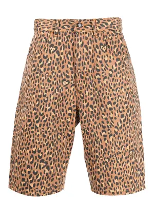 AMISH AMISH Leopard-Print Denim Shorts