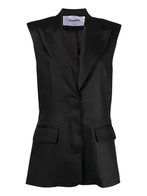 OMBRA MILANO Single-breasted Long Waistcoat - Black