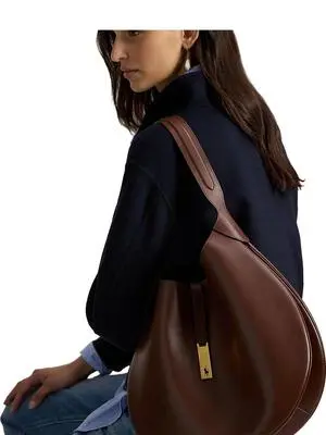 Ralph Lauren Polo Id Large Calfskin Shoulder Bag - Acorn