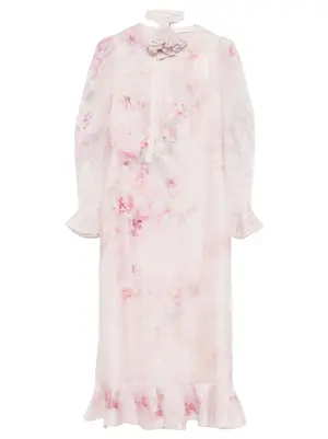 Zimmermann Crush Flower Midi Dress - Pink