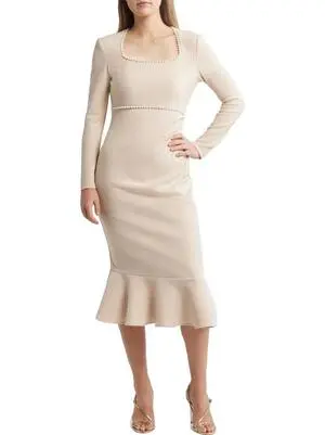 NIKKI LUND Faux Pearl Trimmed Dress - Ivory