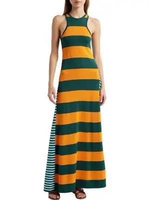 Solid & Striped The Oria Stripe Maxi Dress - Marmalade  Evergreen/ Sky