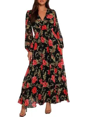 PETAL & PUP Anisa Floral Maxi Dress - Black Floral