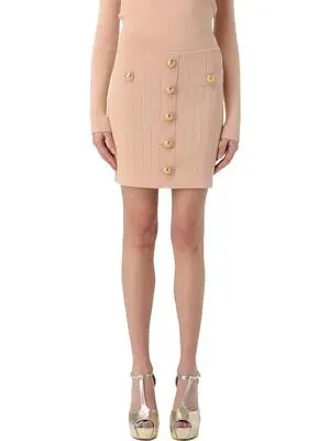 Balmain Button-detailed Knit Skirt - Pink