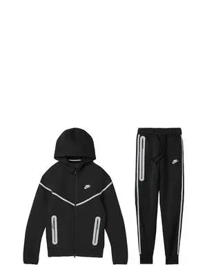 Nike Sportswear Tech Fleece Full Zip Hoodie & Joggers Reflective Details Set - Black/bemis Silver