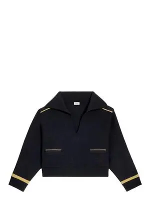Celine Cropped Military Vareuse Wool Jacket - Navy Blue
