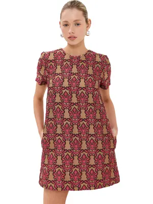 La DoubleJ La DoubleJ Mini Swing Geometric Print Dress Herald Jacquard