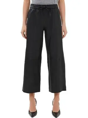 Sprwmn Cropped Leather Pants - Black