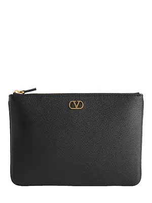 Valentino Garavani Vlogo Grained-leather Clutch - Nero