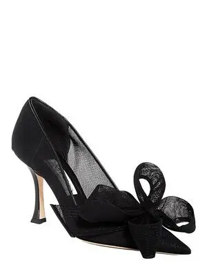 JIMMY CHOO Staz 90 Mesh Bow Pumps - Black