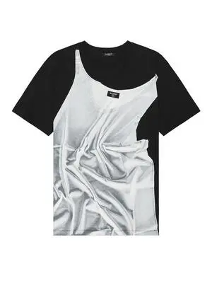 Balmain Tank Top Trompe L'oeil T-shirt In Black - Black & White