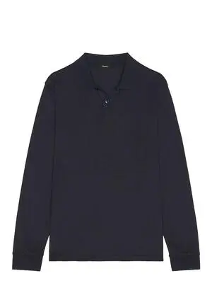 Theory Theory Anemone Milano Goris Long Sleeve Polo In Navy Baltic