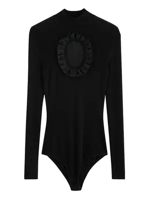 SELF-PORTRAIT X Christopher Kane Cut-out Fine-knit Bodysuit - Black