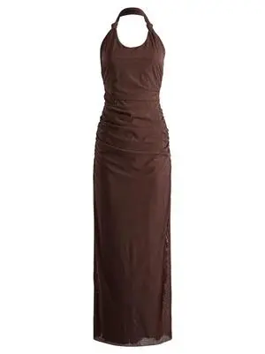 Sir The Label Jacques Knot Halter Midi Dress - Chocolate