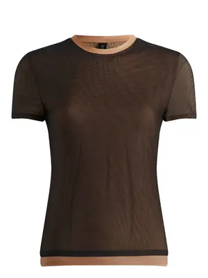 Sir The Label Delta Overlay Mesh T-shirt - Sepia
