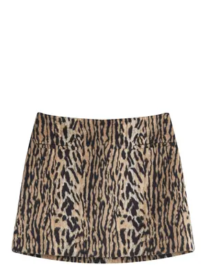 Rixo Mariah Leopard Mini Skirt Bohemia Leopard Brown