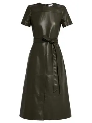 Tanya Taylor Ella Vegan Leather Midi Dress - Green