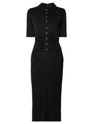 CAROLINA HERRERA Carolina Herrera Button-Embellished Ruched Midi Dress